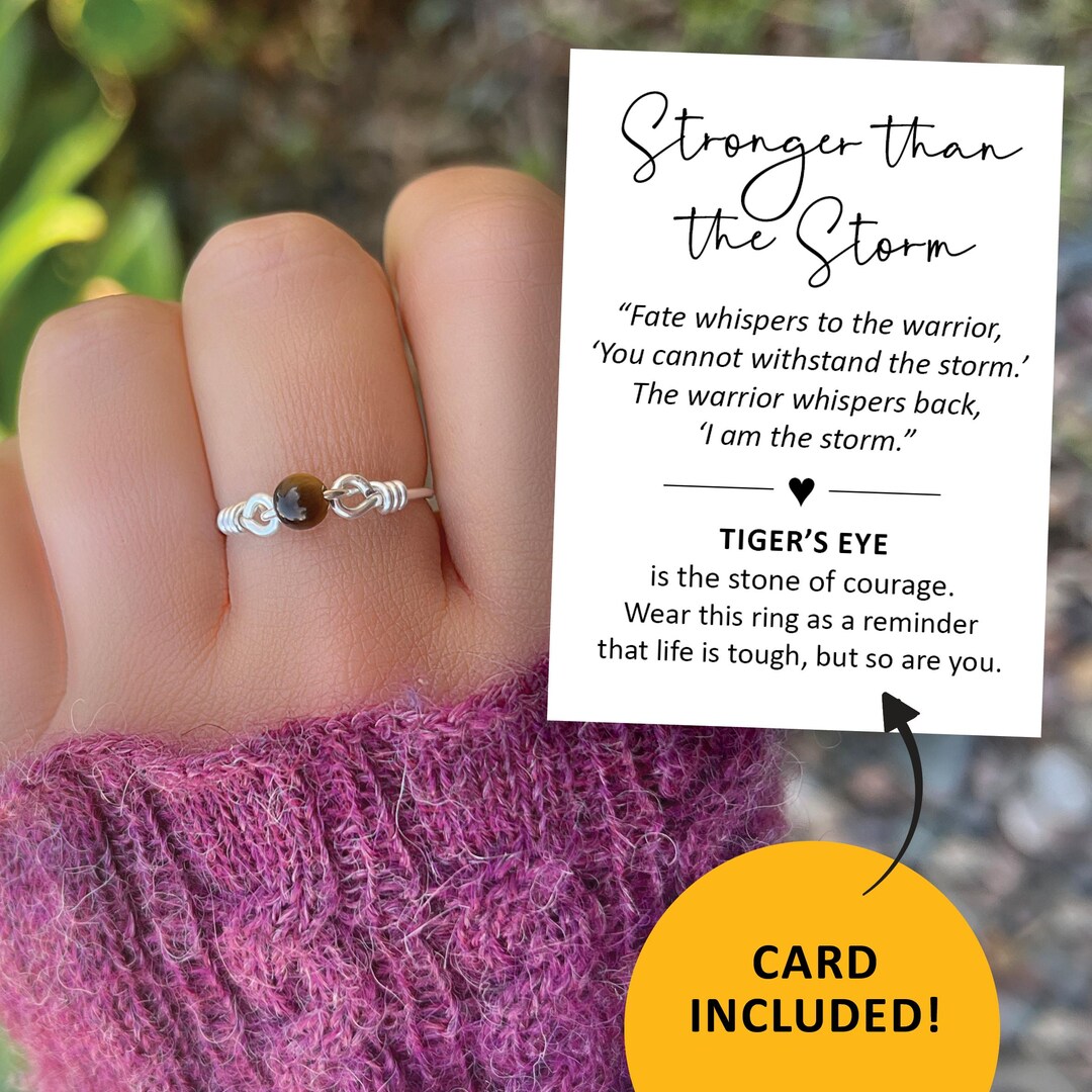 Stronger Than the Storm Gift, Fidget Ring, Tiger's Eye Stone Jewelry - Etsy