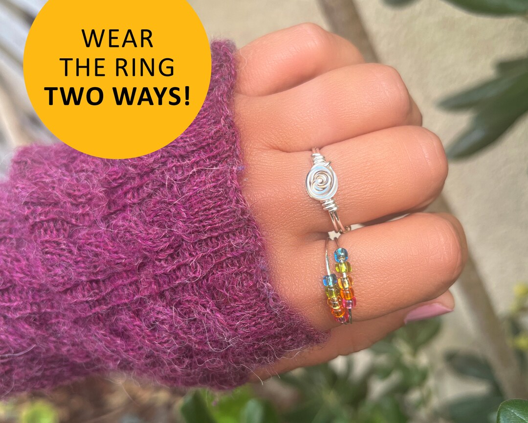 Rainbow Fidget Ring, Floral Jewelry - Etsy