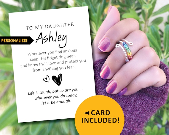 Daughter Rainbow Ring Fidget Rings Gift From Mom Etsy