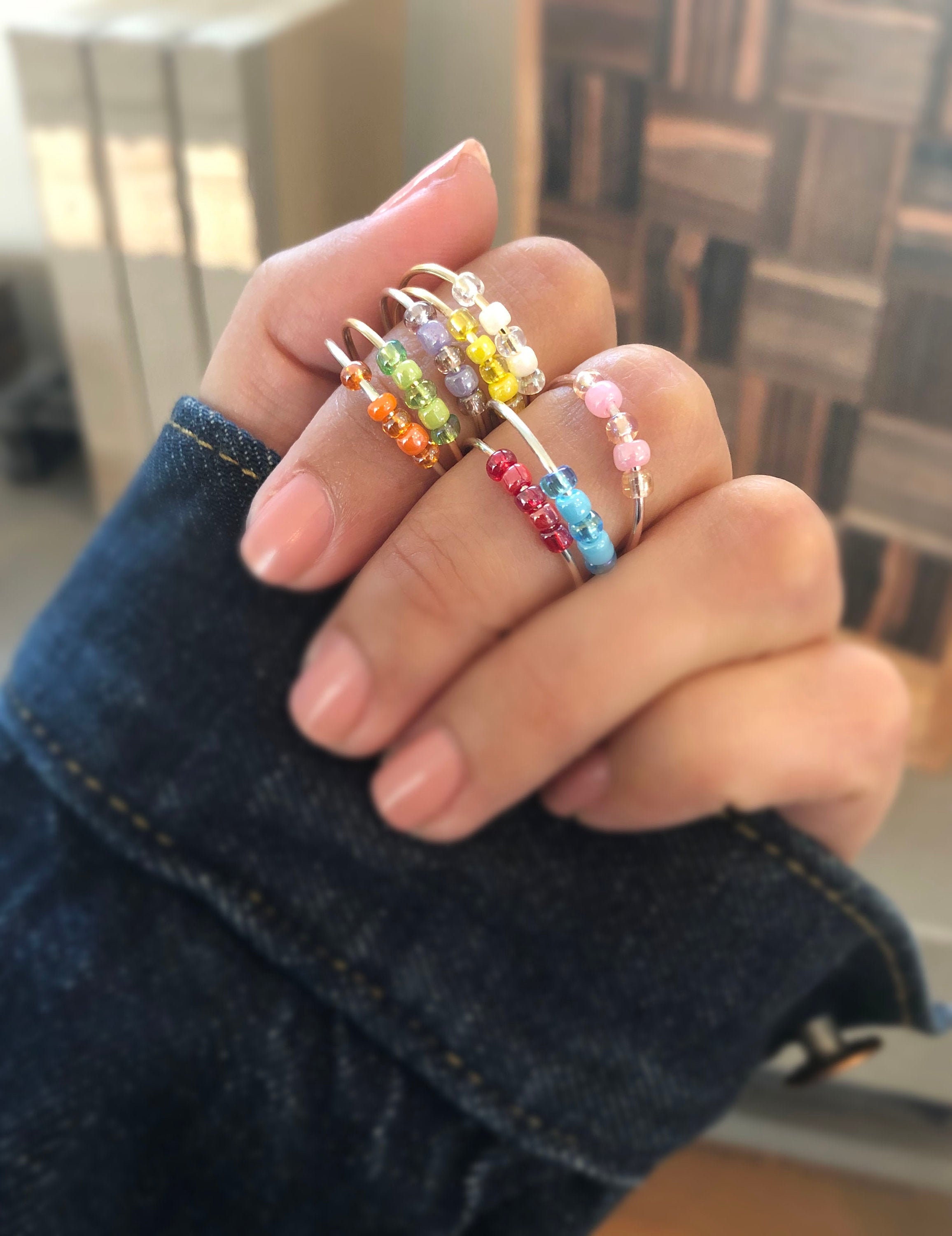 Fidget ring set of 3 anxiety ring dainty worry rings | Etsy