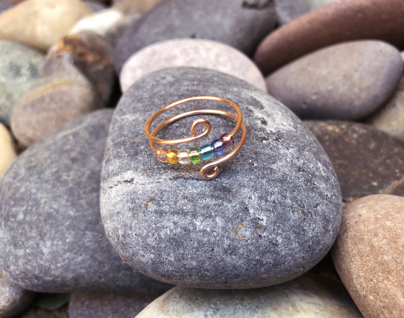 Anxiety Ring Rainbow Rose Gold Fill Fidget Ring Worry | Etsy
