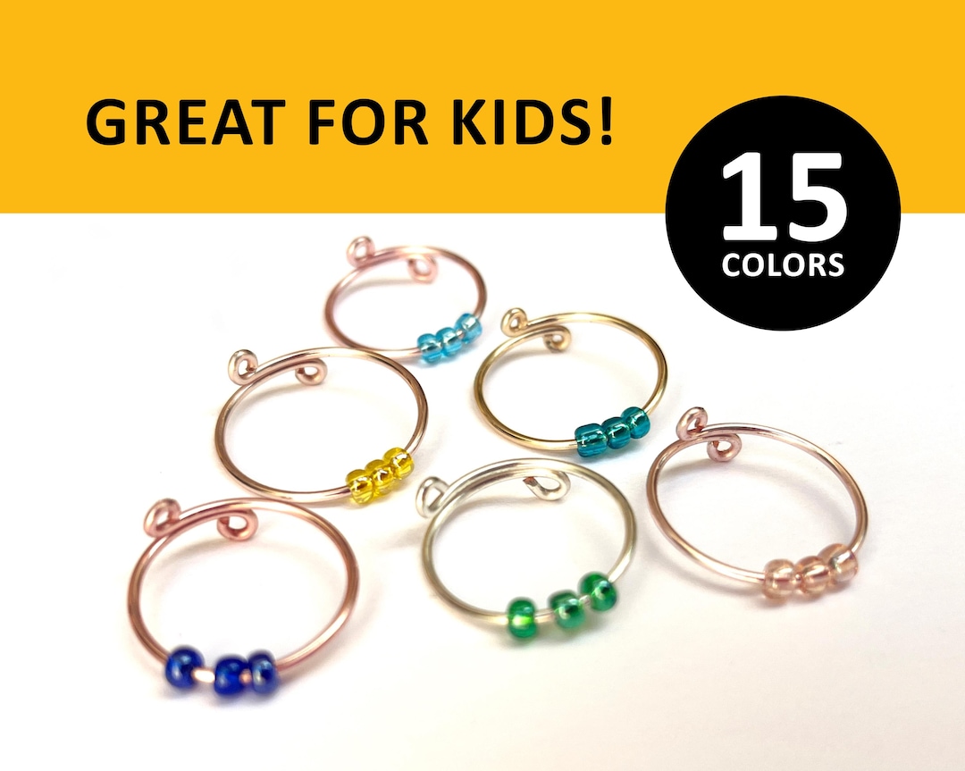 Fidget Rings for Kids, Set of 3, Bead Ring, Girls, Boys, Children ...