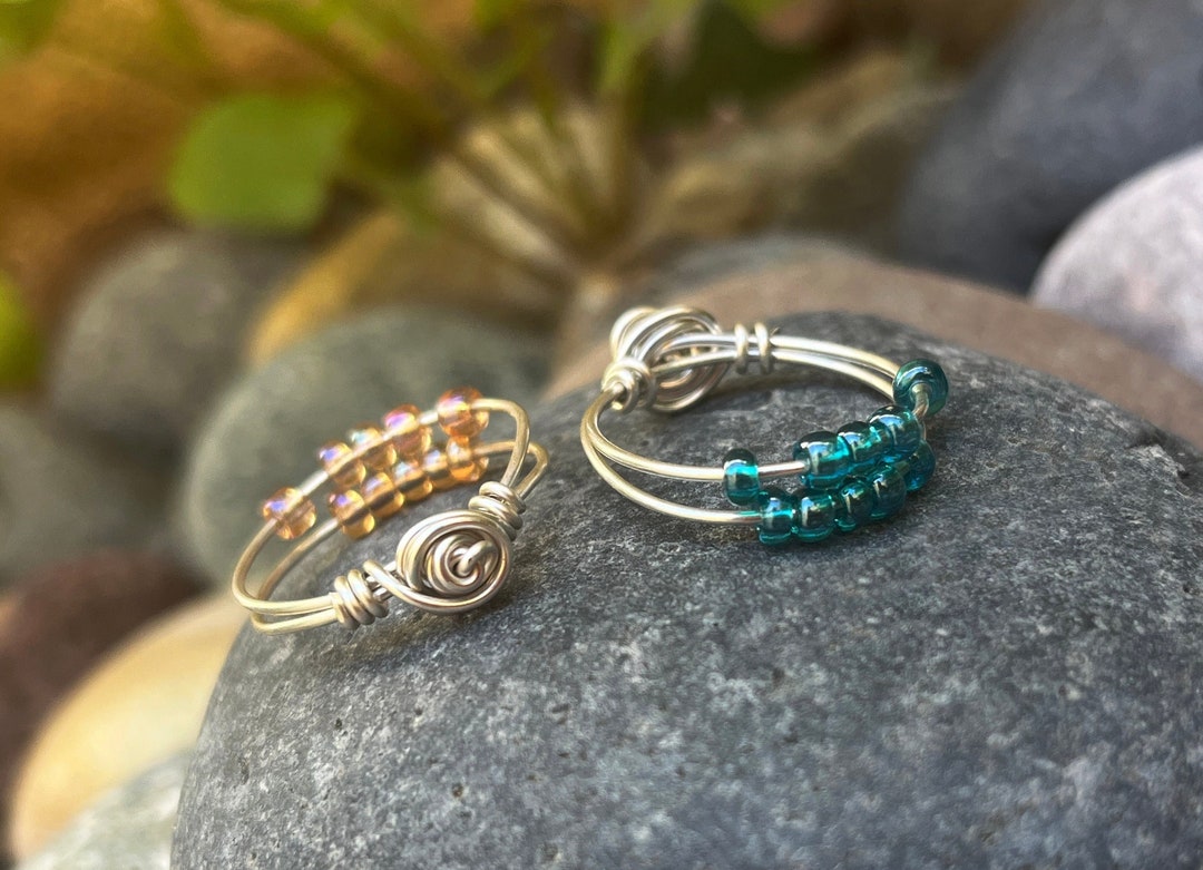 Flower Fidget Ring, Sterling Silver, Anxiety Rings, Worry Rings ...