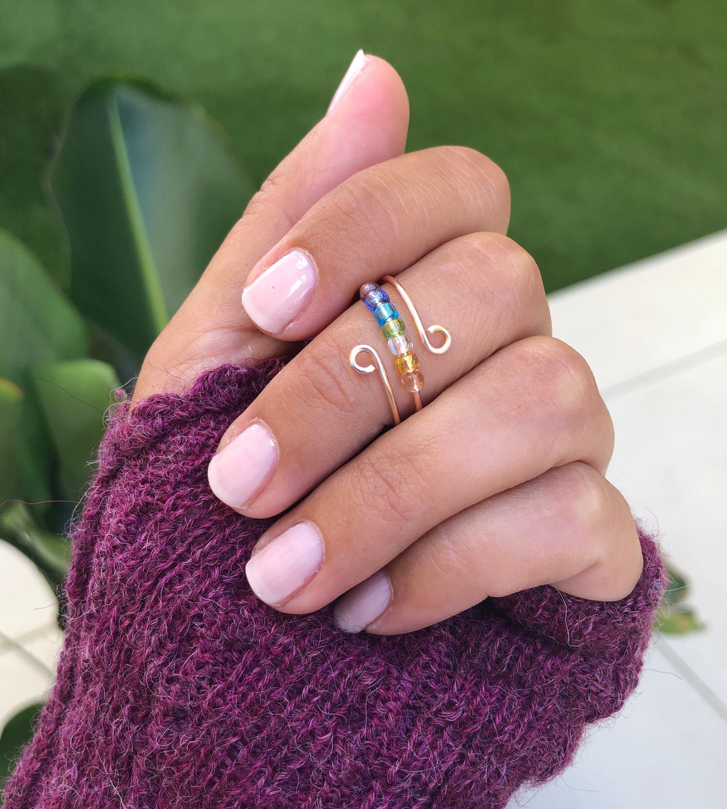 Anxiety Ring Rainbow Rose Gold Fill Fidget Ring Worry | Etsy