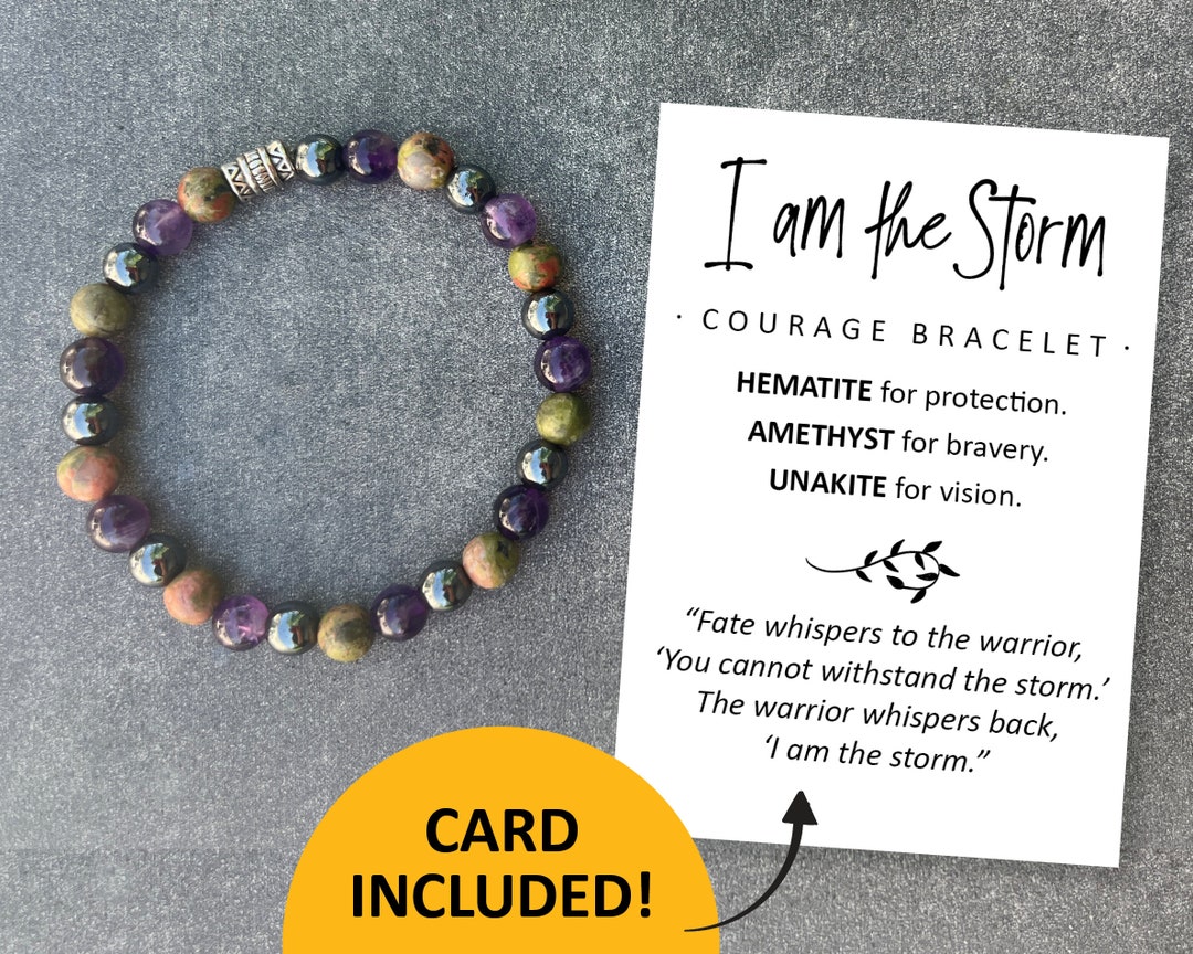 I Am the Storm Bracelet, Courage Bracelets, Hematite, Amethyst, Unakite ...