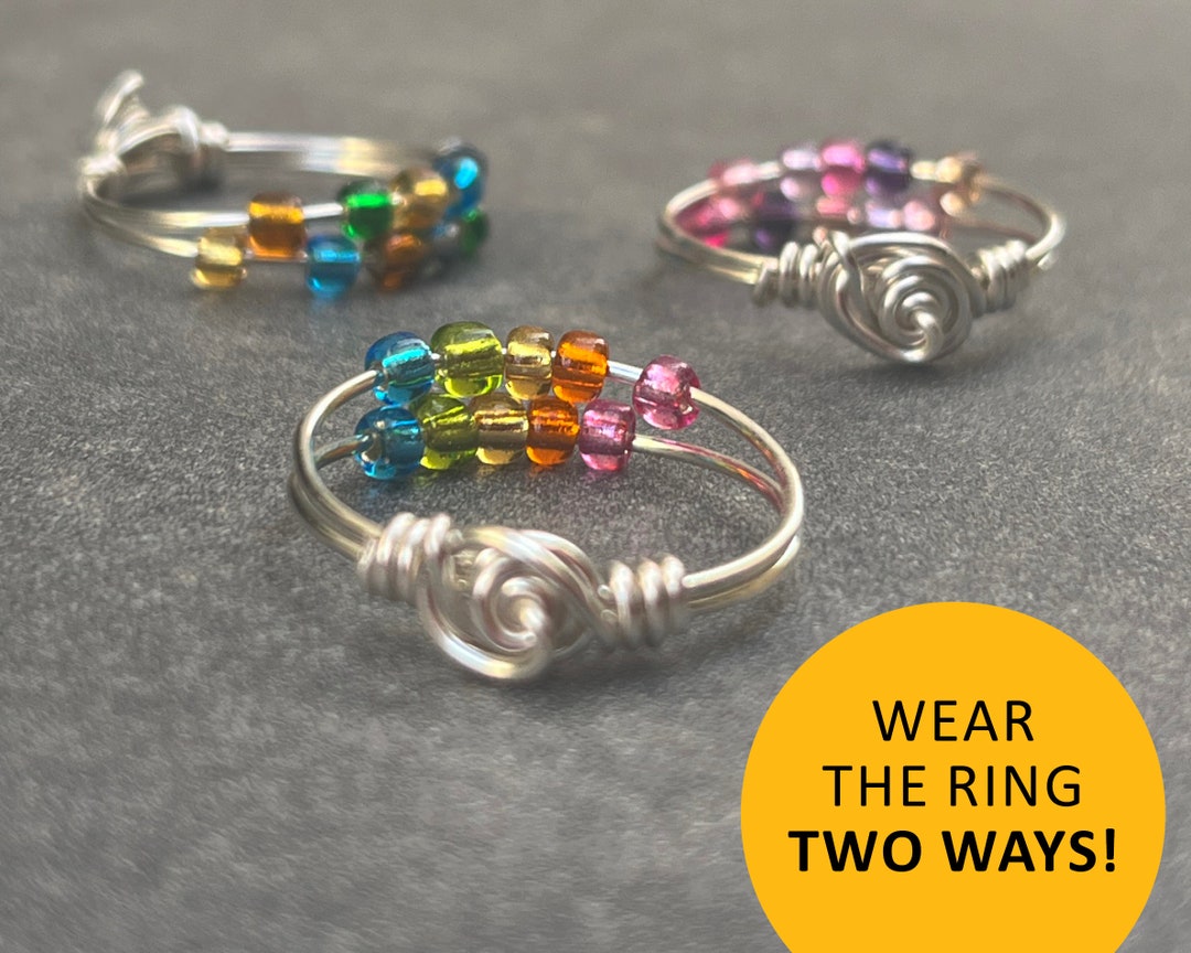 Flower Fidget Ring, Sterling Silver Rings, Wire Rose - Etsy