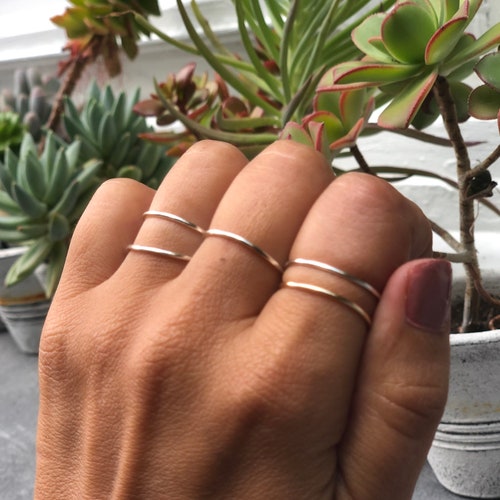 Sterling Silver Stackable Ring Hammered Wire Ring Textured | Etsy