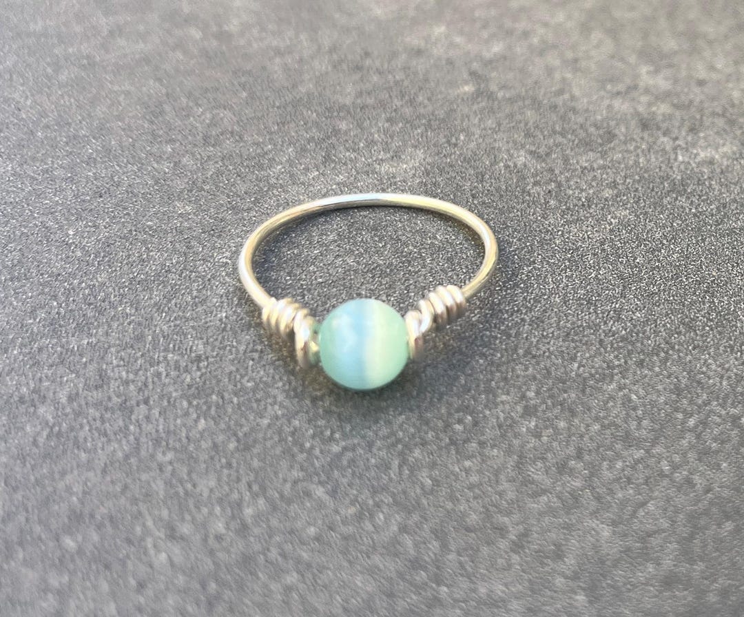 Teal Fidget Ring, Cat's Eye Stone - Etsy