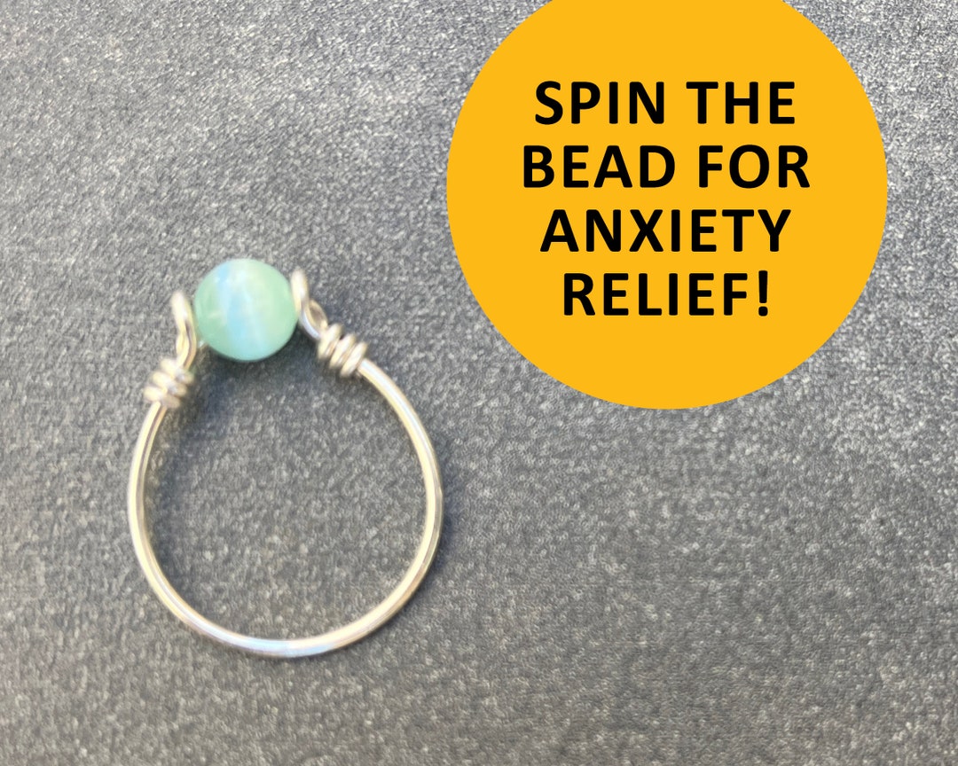 Teal Fidget Ring, Cat's Eye Stone, Anxiety Relief Rings, Spinner - Etsy