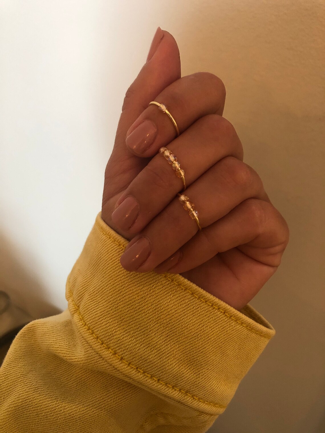 Pink ring set of 3 fidget stacking ring set rose gold | Etsy