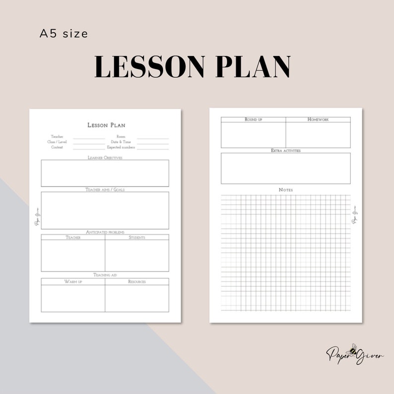 Lesson Planning A5 Size - Etsy