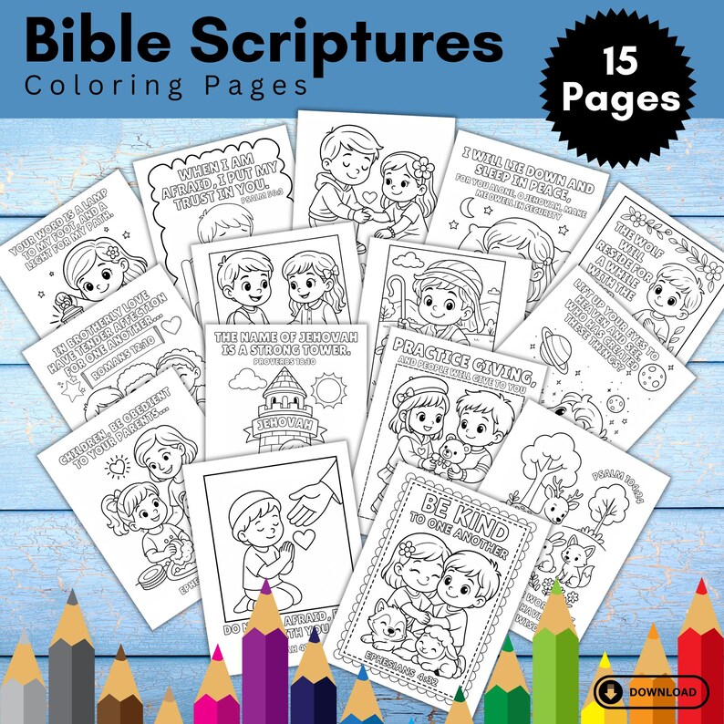 JW Kids Bible Coloring Pages–15 Printable Christian Coloring Sheets for ...