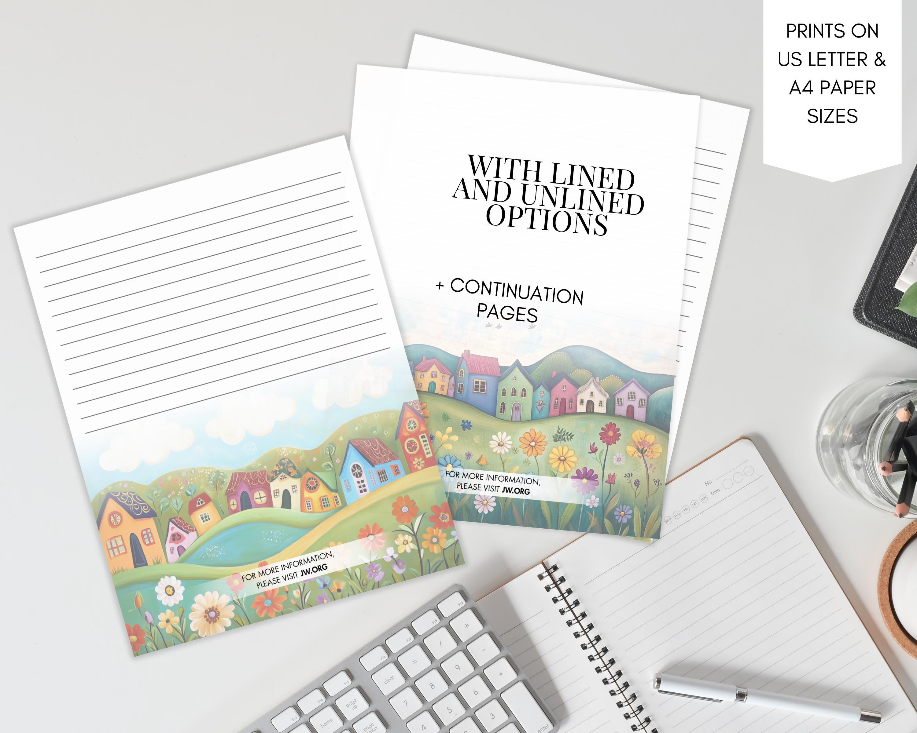 Jw Letter Writing Paper Printable Stationary Set of 3 Designs Field ...