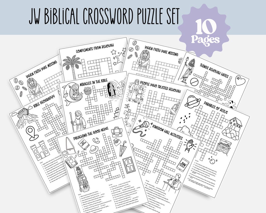 JW Bible Crossword Puzzles Printable Set Jehovah’s Witness Bible ...