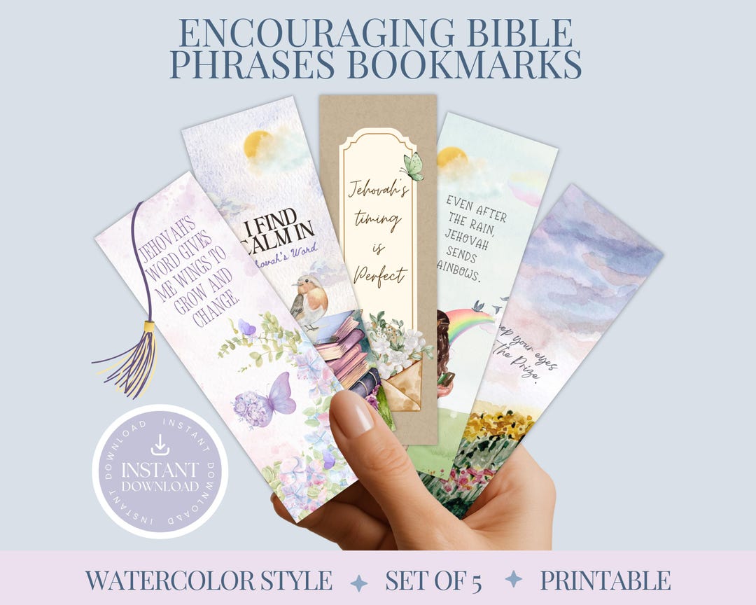 Watercolor JW Bookmark Set: Encouraging Bible Scripture (digital ...