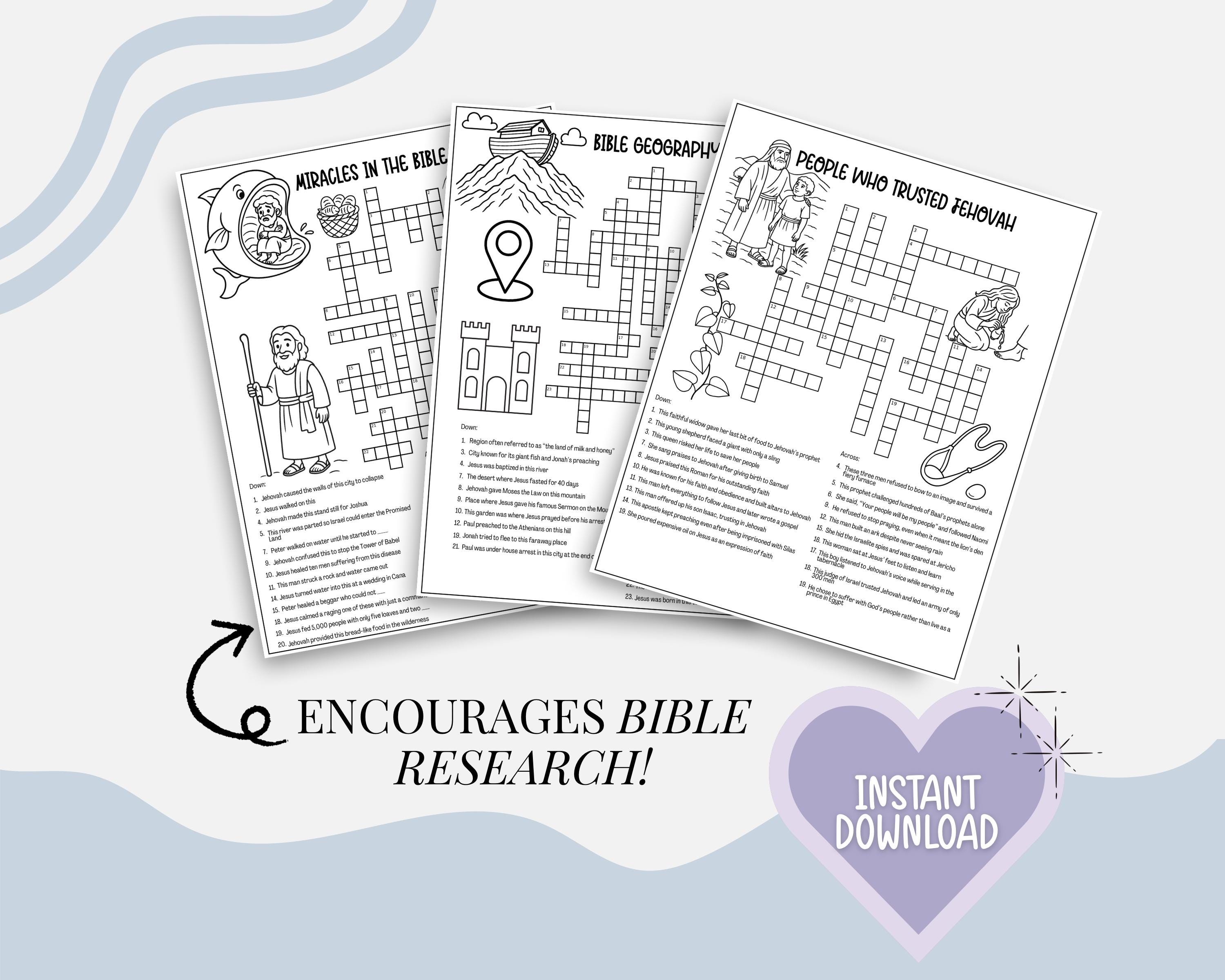 JW Printable Bible Crossword Puzzles - Etsy