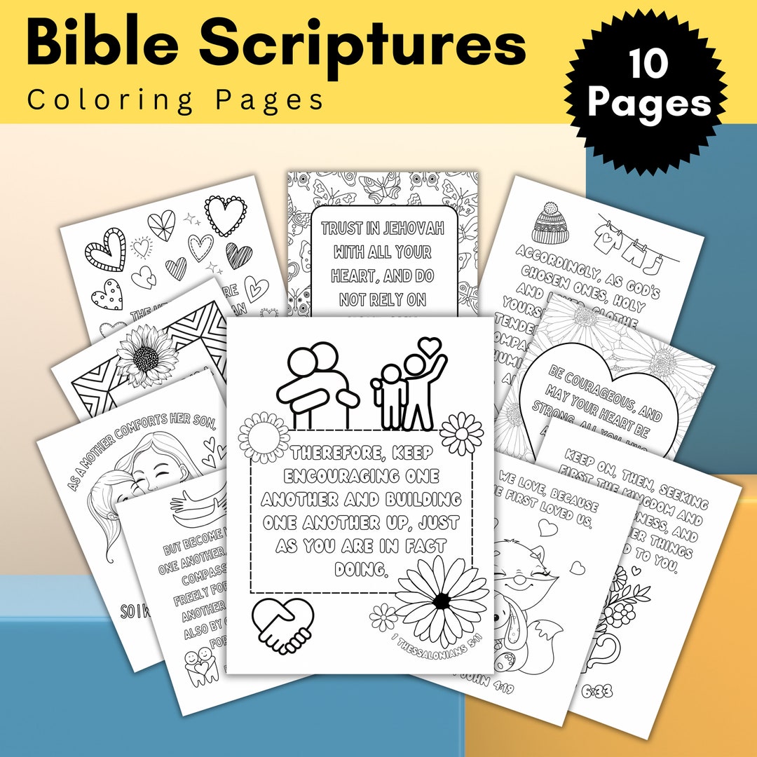 JW Bible Scriptures Coloring Pages Stress Relief 10 Pages for All Ages ...