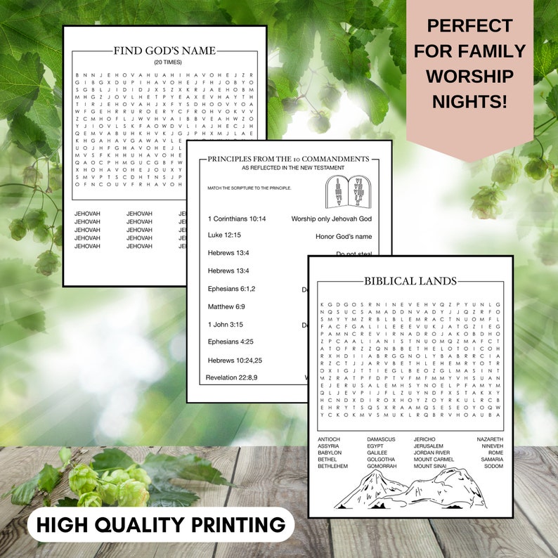 JW BIBLICAL ACTIVITIES Printables| Cross Word Puzzles, Word Search ...