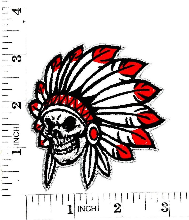 Skull Native American Indian Motorcycle Patch Iron-on and | Etsy