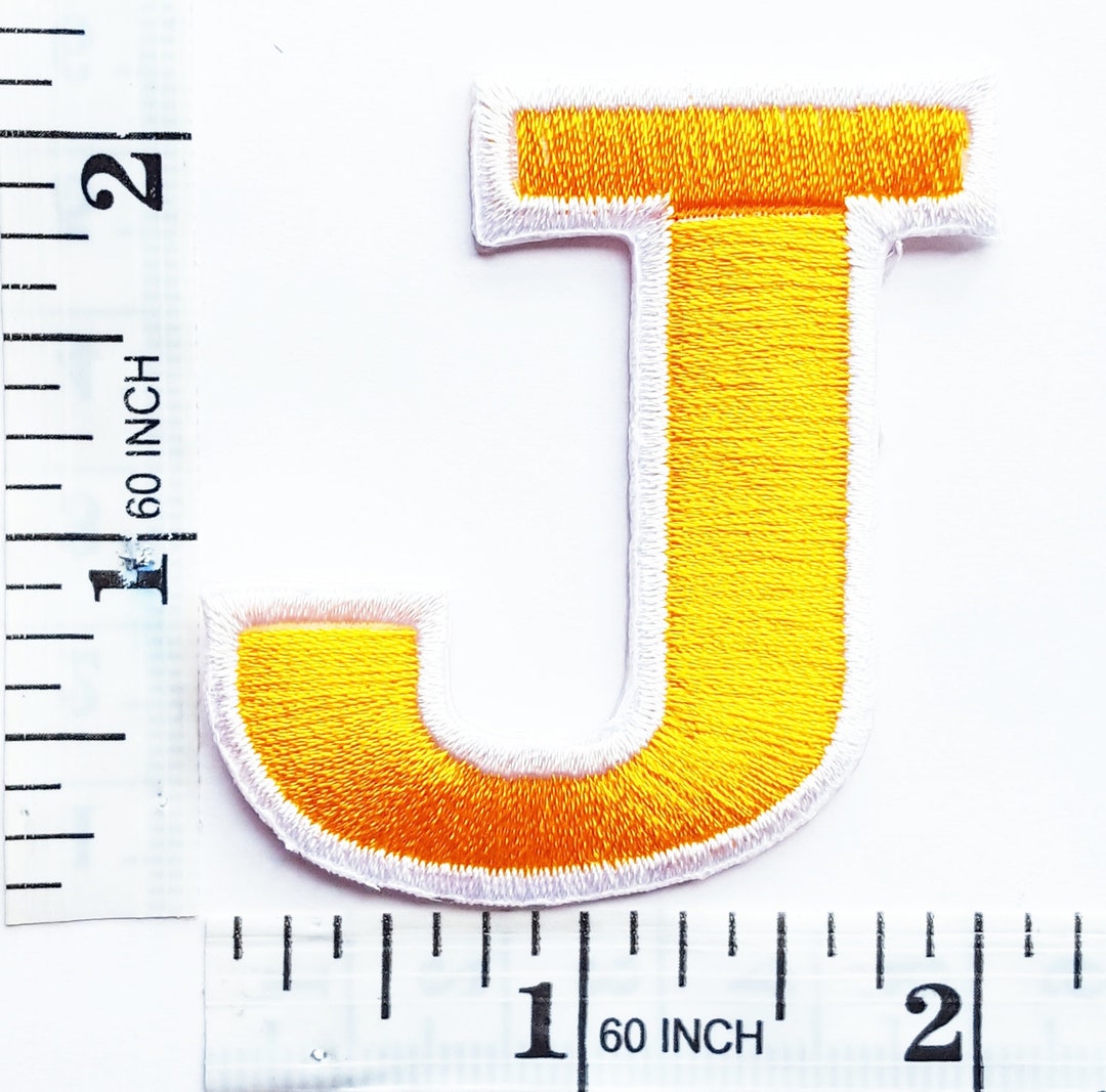 Gold Alphabet Letter J Patches Appliques Hat Cap Polo Backpack Clothing ...