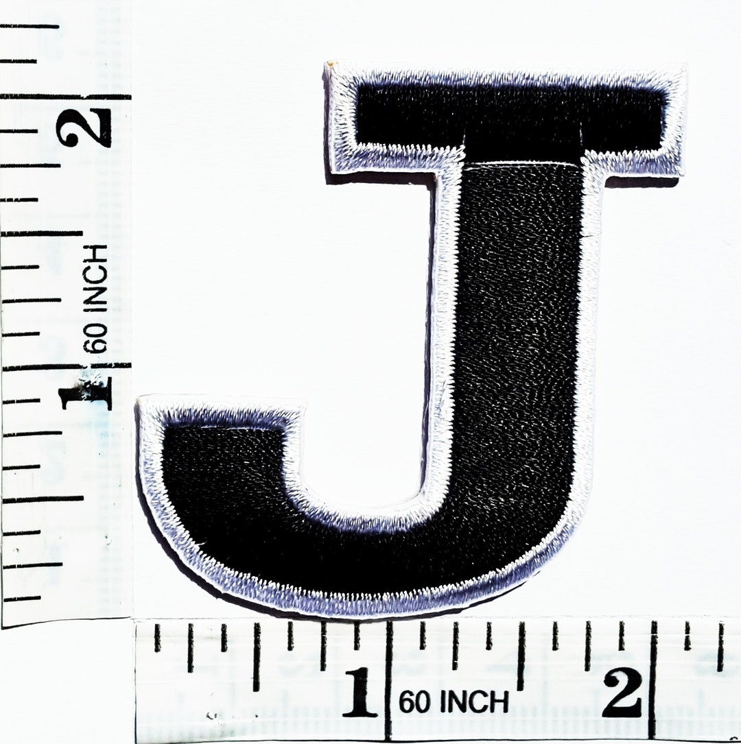 Black Alphabet Letter J Patches Appliques Hat Cap Polo Backpack ...