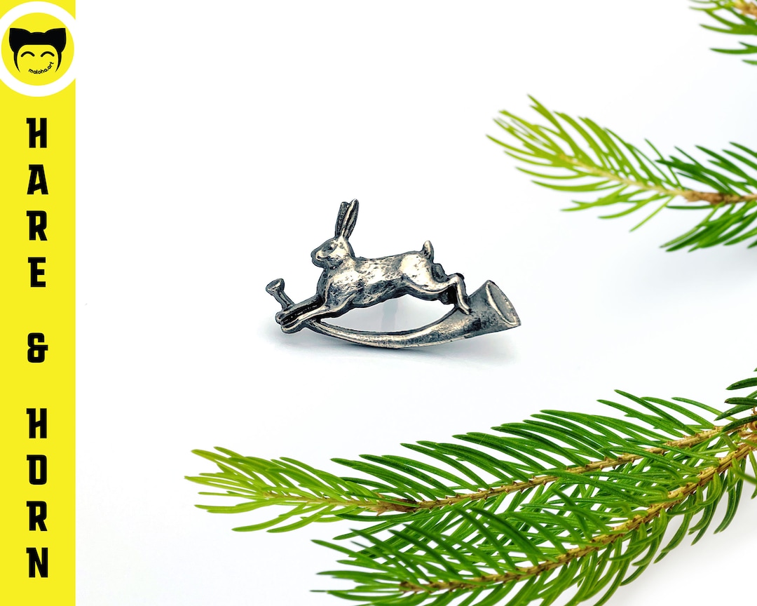Hare & Horn Lapel Pin, Animal Trophy, Silver Hare Pin, Tie Pin for Men ...