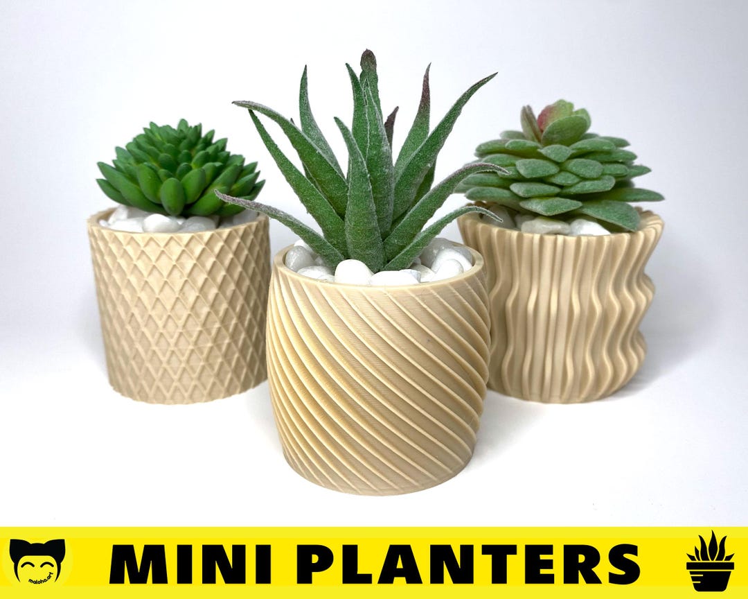 Set of 3 Modern 3D Printed Planters: Small Succulent Pots - Etsy