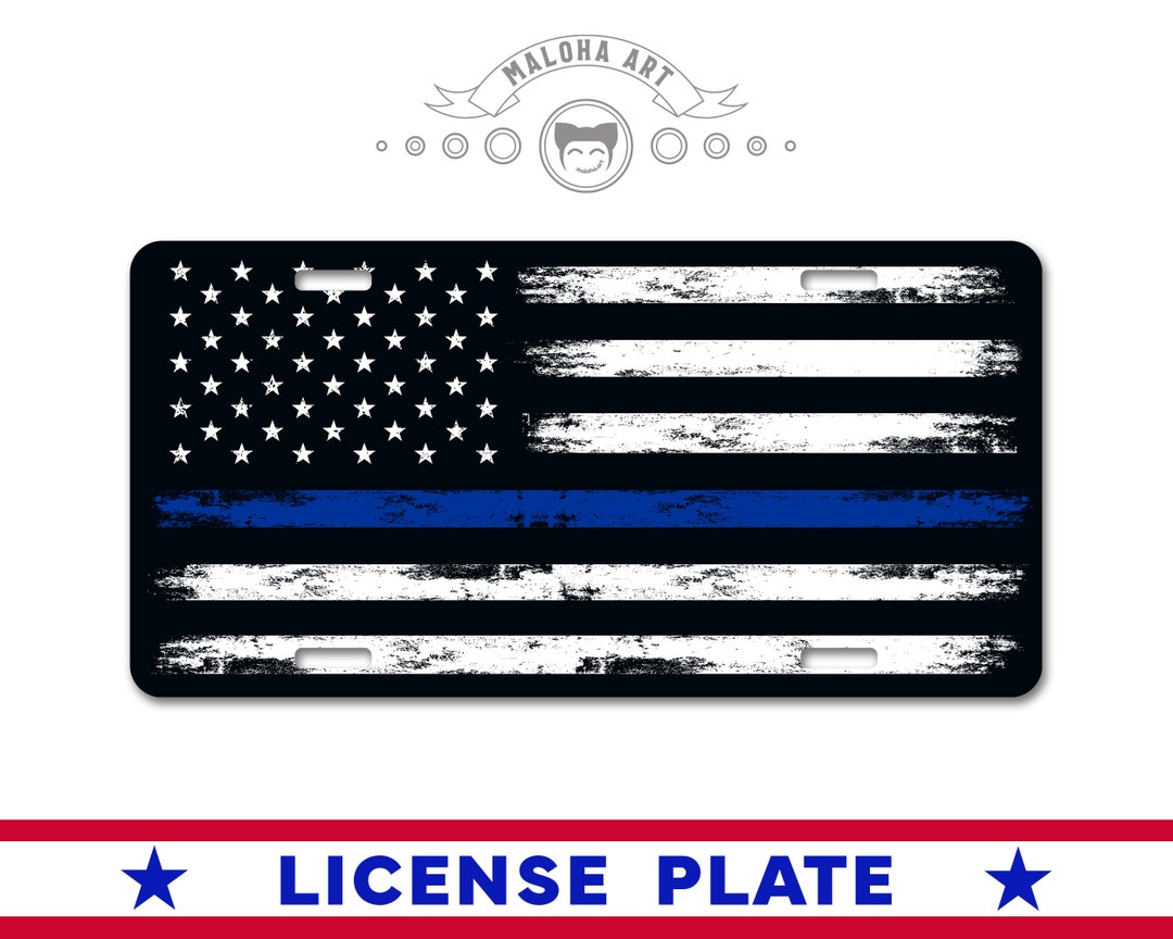 Thin Blue Line Flag License Plate: Sublimation Car Tag - Etsy