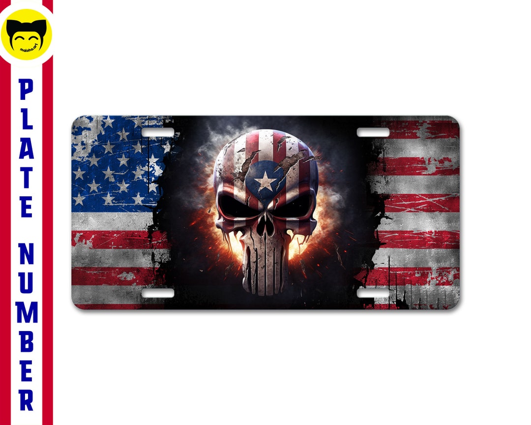 Punisher Skull License Plate Number, Sublimation Car Tag, Front Plate ...