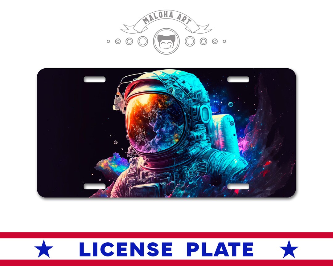 Astronaut in Space License Plate: Sublimation Printed Aluminum Car Tag ...