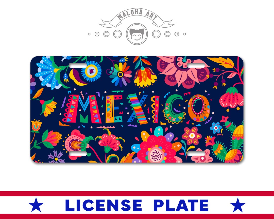 Mexico License Plate: Floral Sublimation Car Tag - Etsy