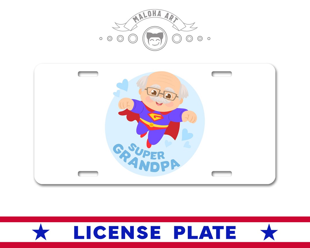 Super Grandpa License Plate Number, Sublimation Car Tag, Front Plate ...