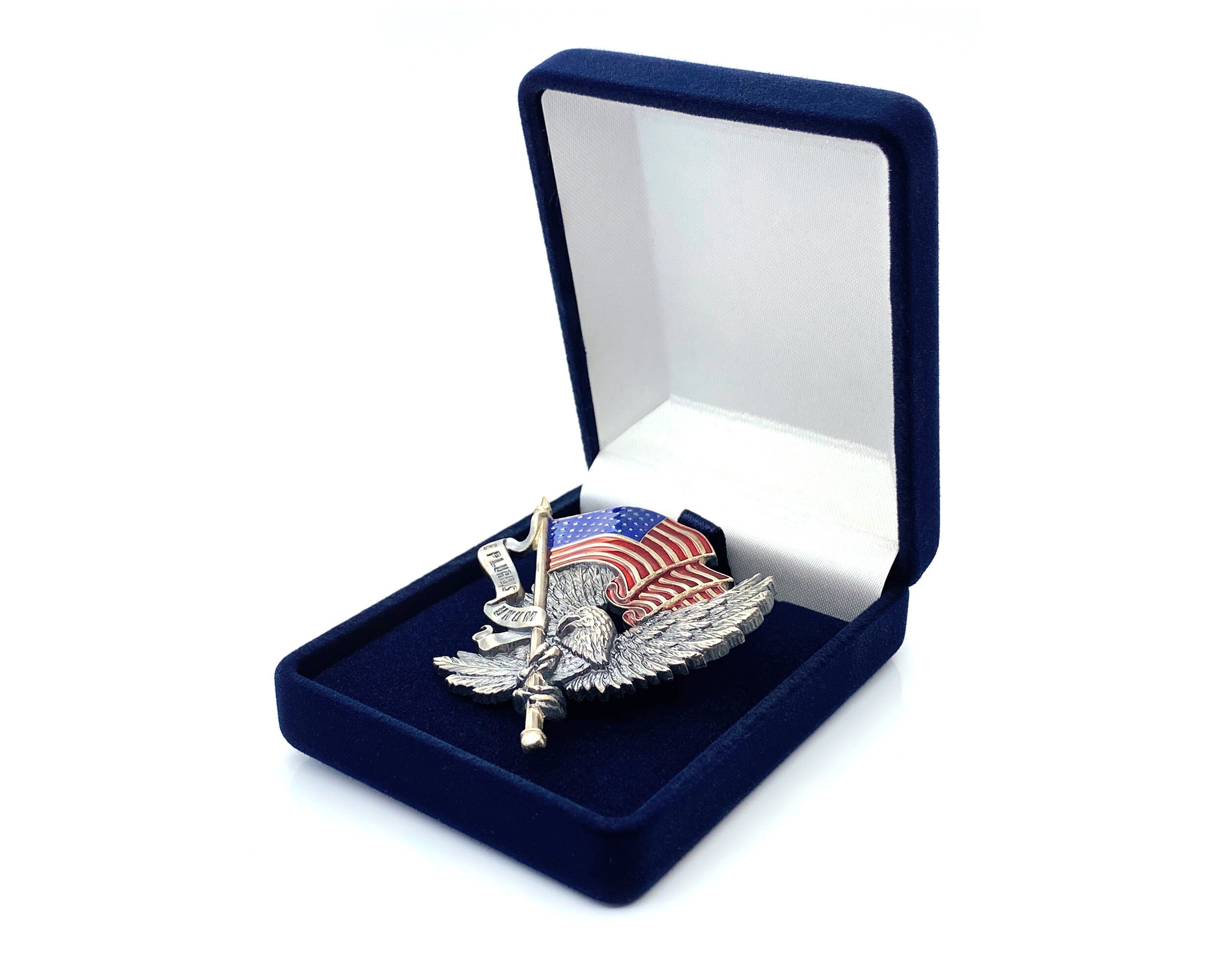 Medium Velour Pin Box, Velvet Navy Blue Gift Box, Lapel Pin ...