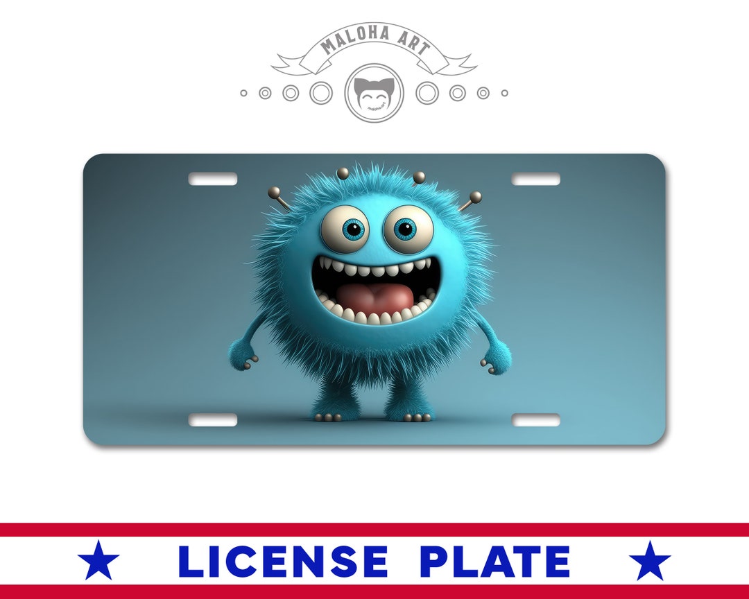 Cute Monster License Plate Number, Sublimation Car Tag, Front Plate for ...