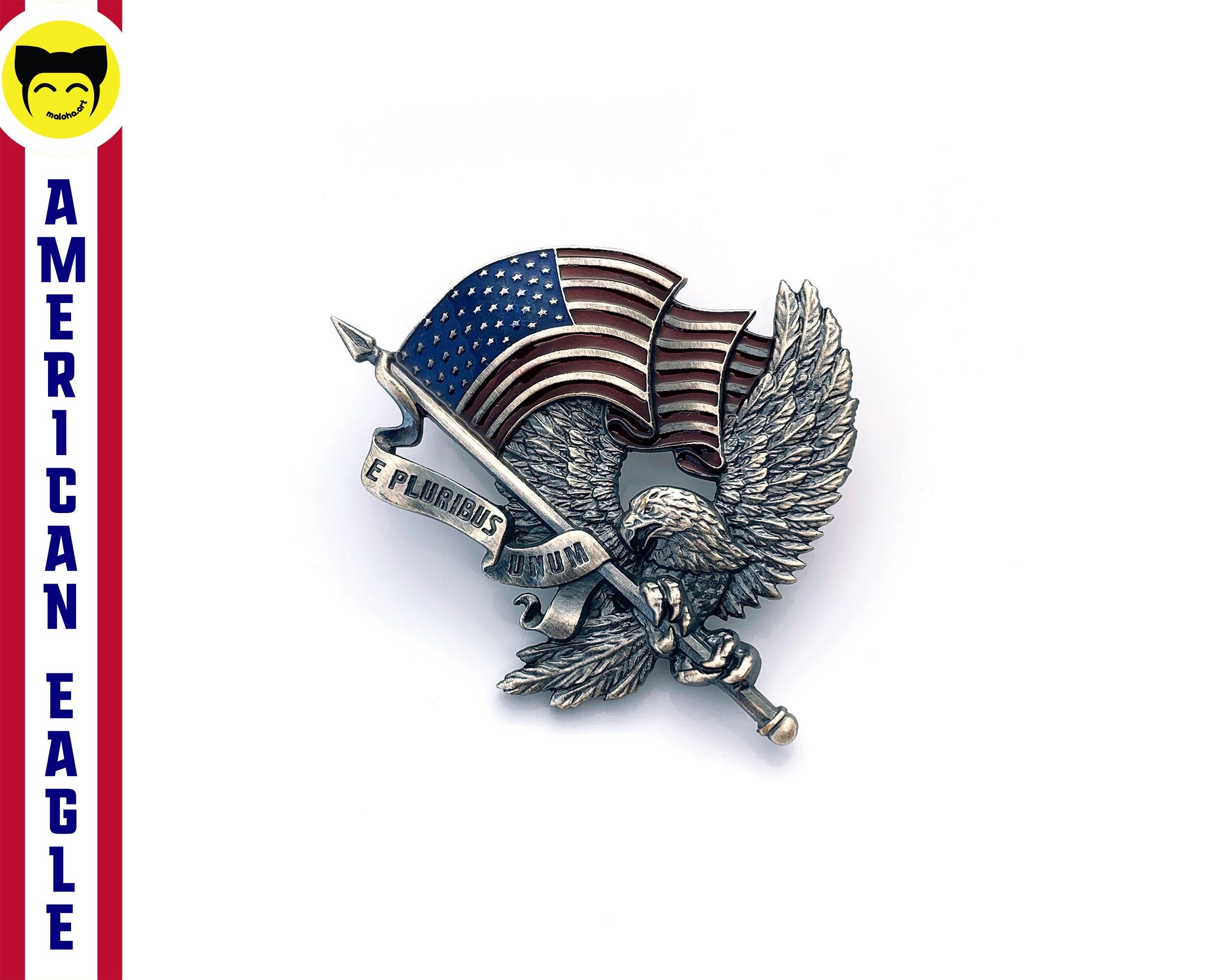 American Eagle Pin E Pluribus Unum, Patriotic Lapel Pin, Freedom Eagle ...