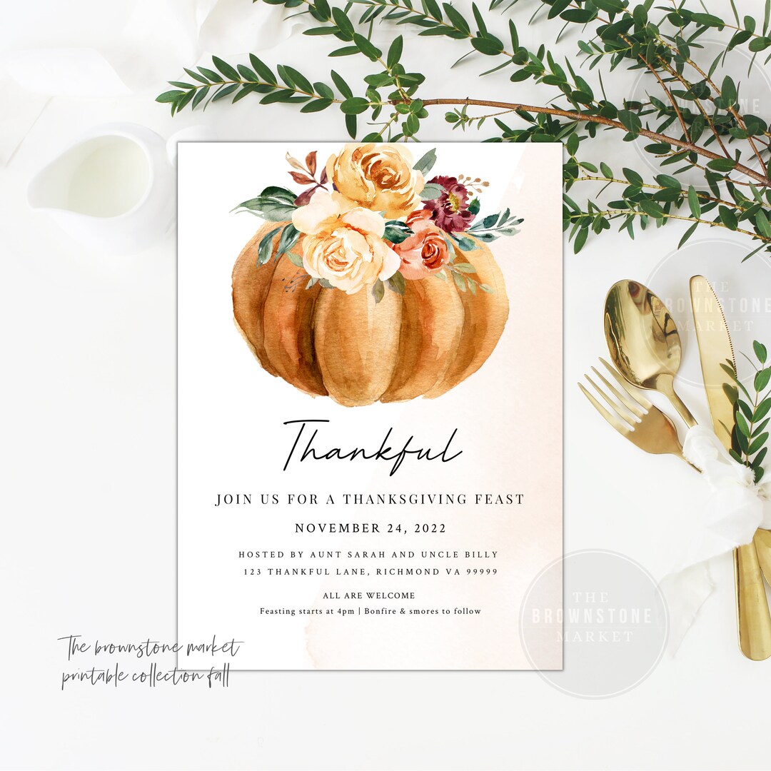 Thanksgiving Editable Invitation Templates - Fall Printable, Editable ...