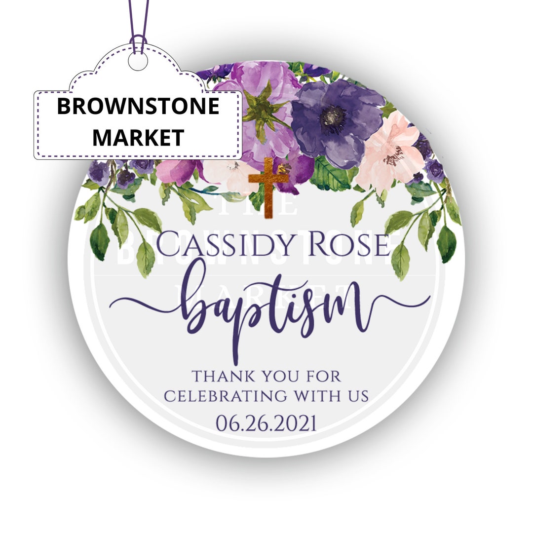Baptism Stickers, Favor Label, Baby Dedication Stickers, Girl Baptism ...