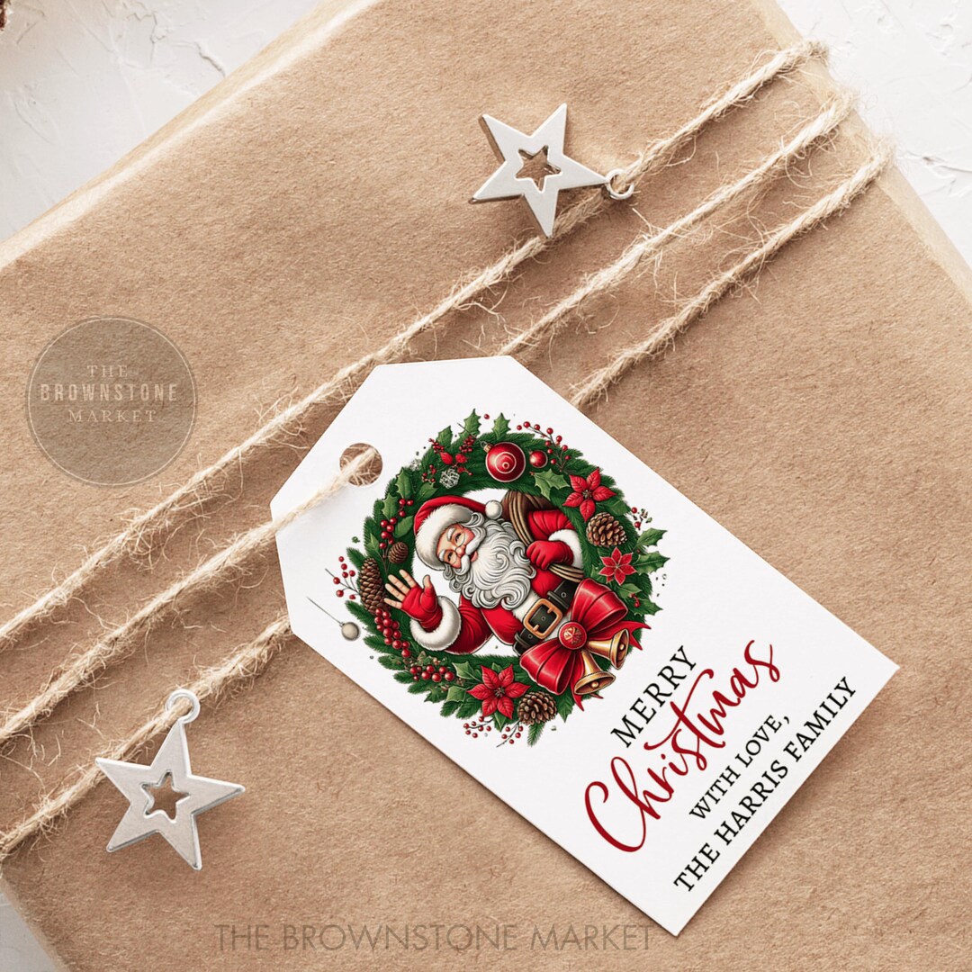 Printable Santa Gift Tags: Editable Christmas Favor Tags (instant ...
