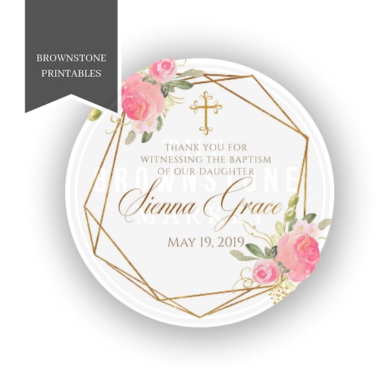 Invitations Paper Floral Baptism Cross Watercolor Floral Baptism Favor ...