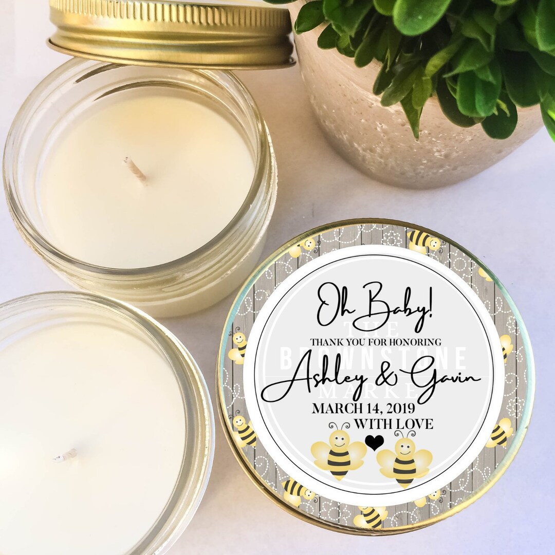 Personalized Bumble Bee Baby Shower Candle Favors - 4oz Soy - Etsy