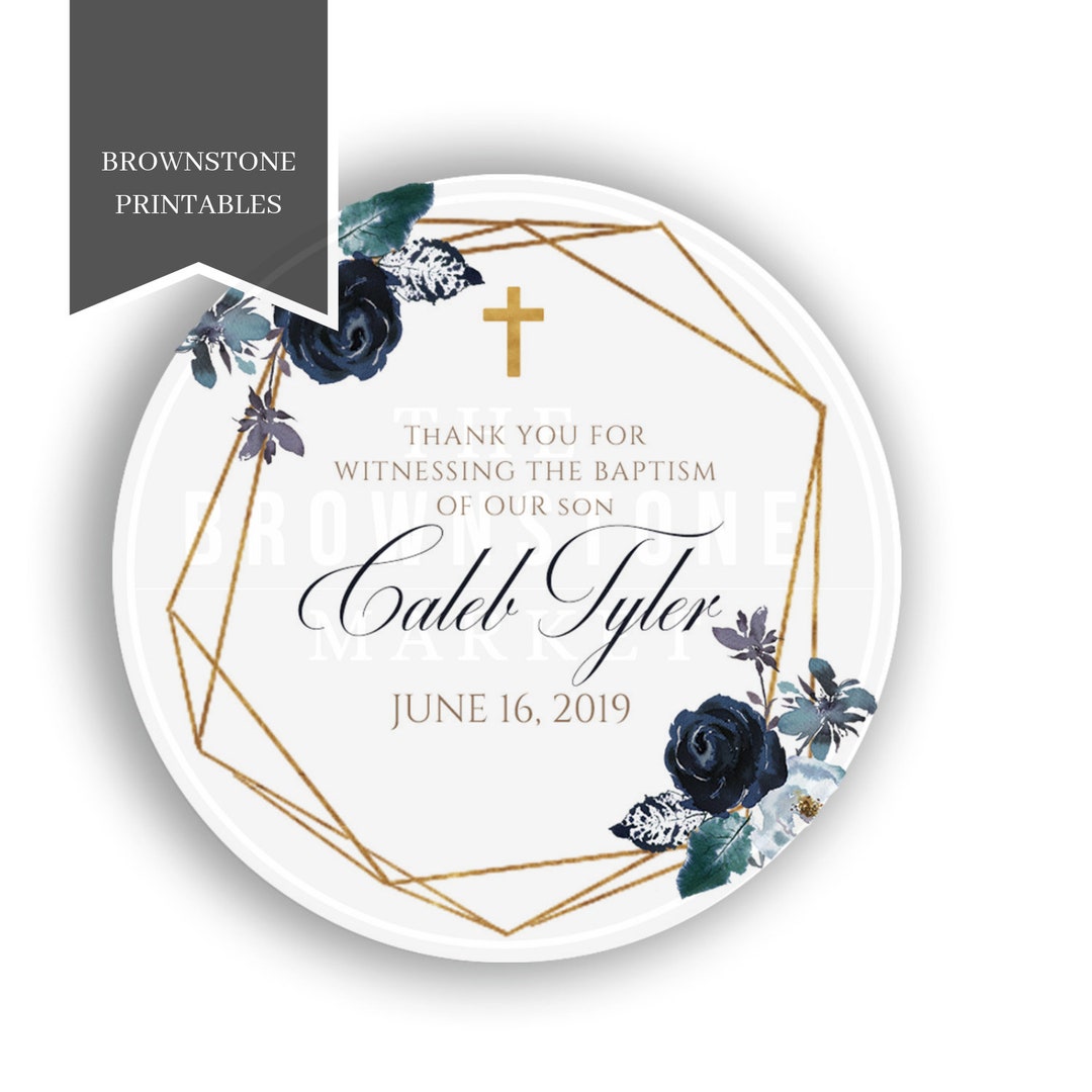 Baptism Stickers, Favor Label, Baby Dedication Stickers, Boy Baptism ...