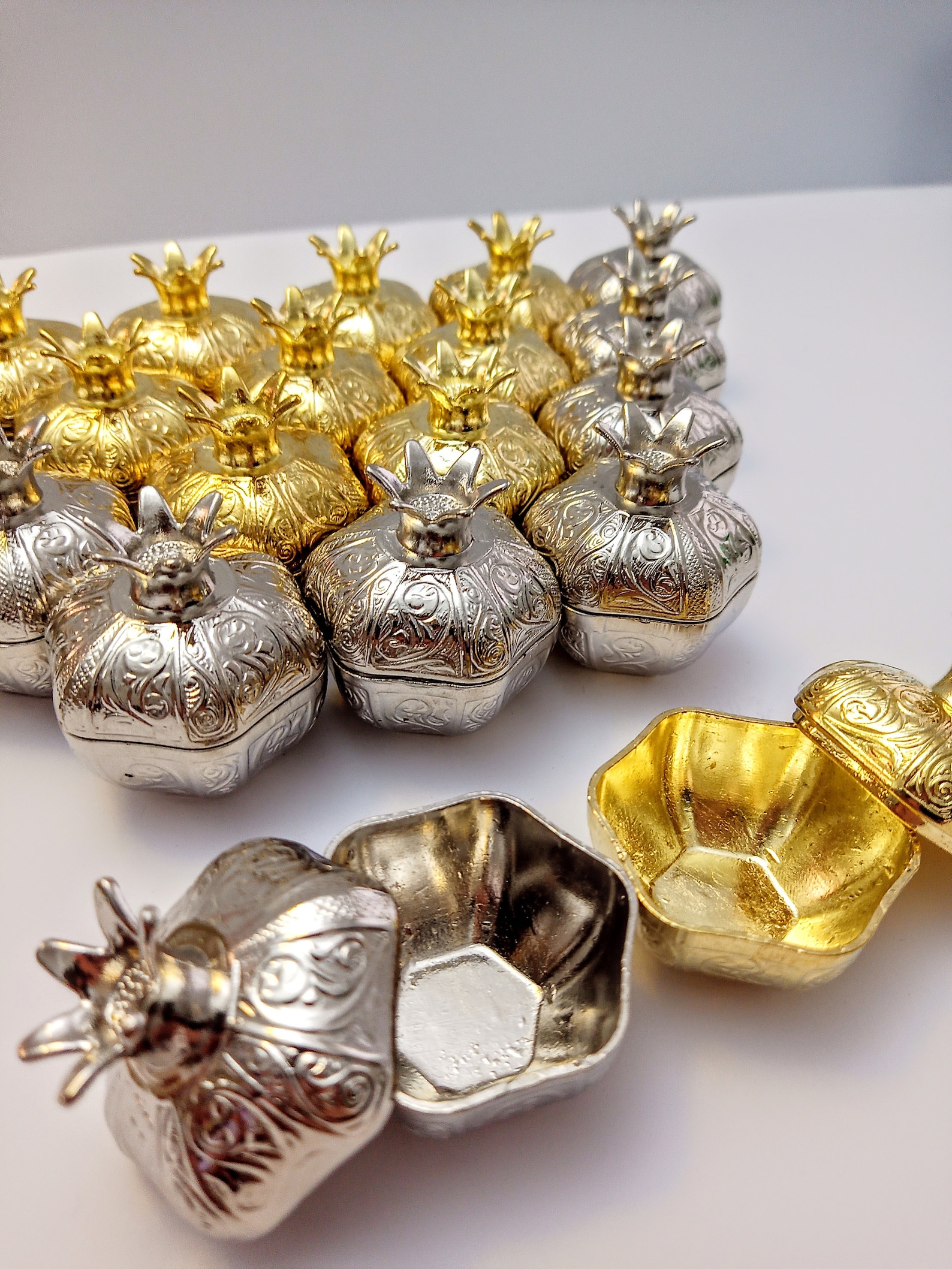 Gold Promegranate Boxes| Gold Trinkets |wedding Favors|gold Favors ...