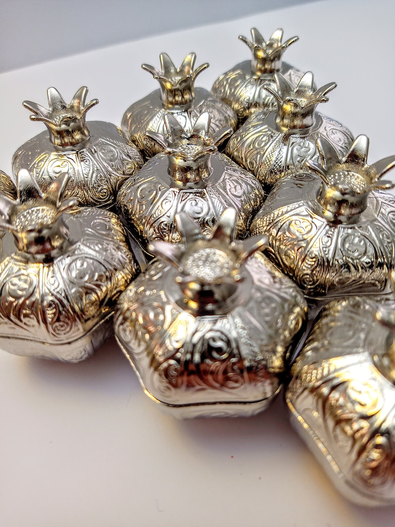 Silver Pomegranate Boxes| Trinket Boxes| Unique Wedding Favors| Rustic ...