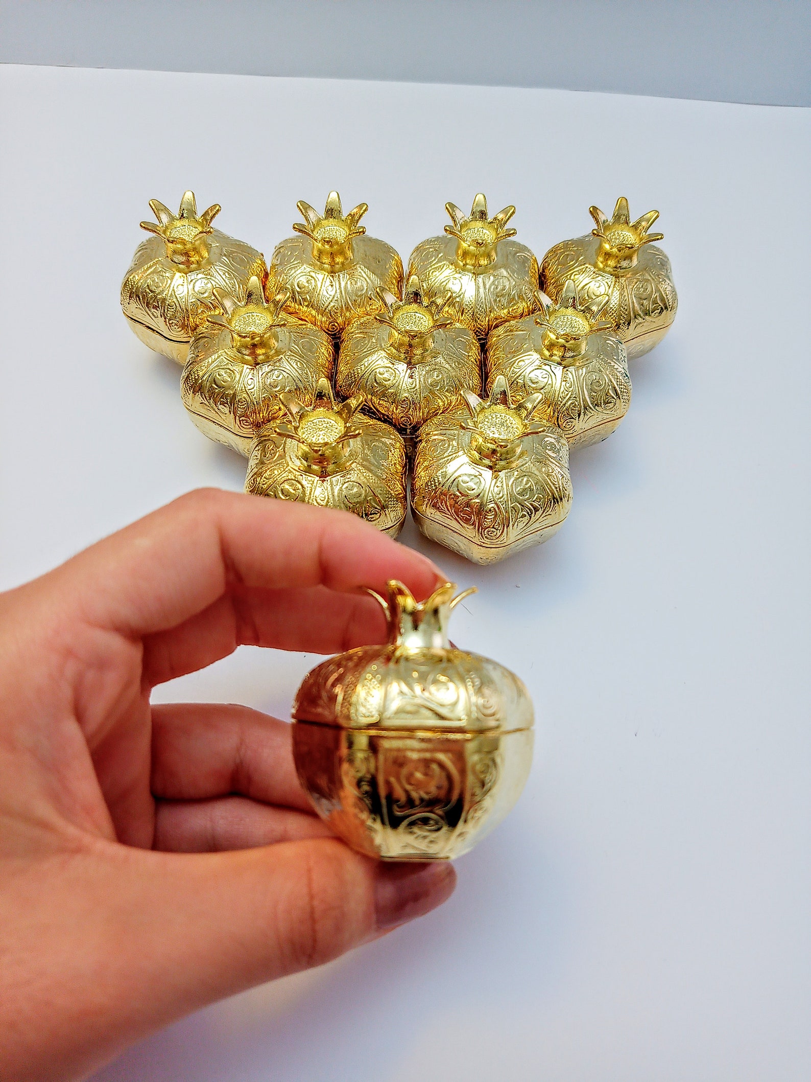 Gold Promegranate Boxes| Gold Trinkets |wedding Favors|gold Favors ...
