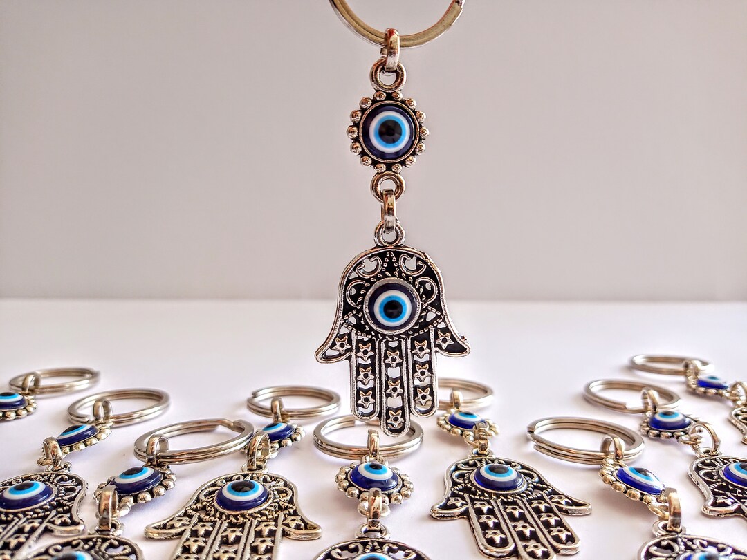 Evil Eye Key Chain Favors|evil Eye Key Chain Favors|silver Hamsa Evil ...