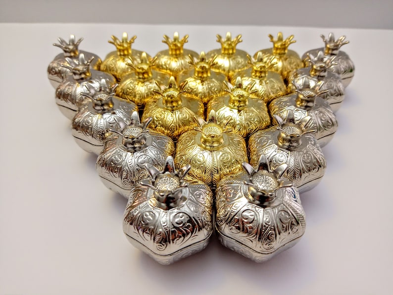 Gold Promegranate Boxes| Gold Trinkets |wedding Favors|gold Favors ...