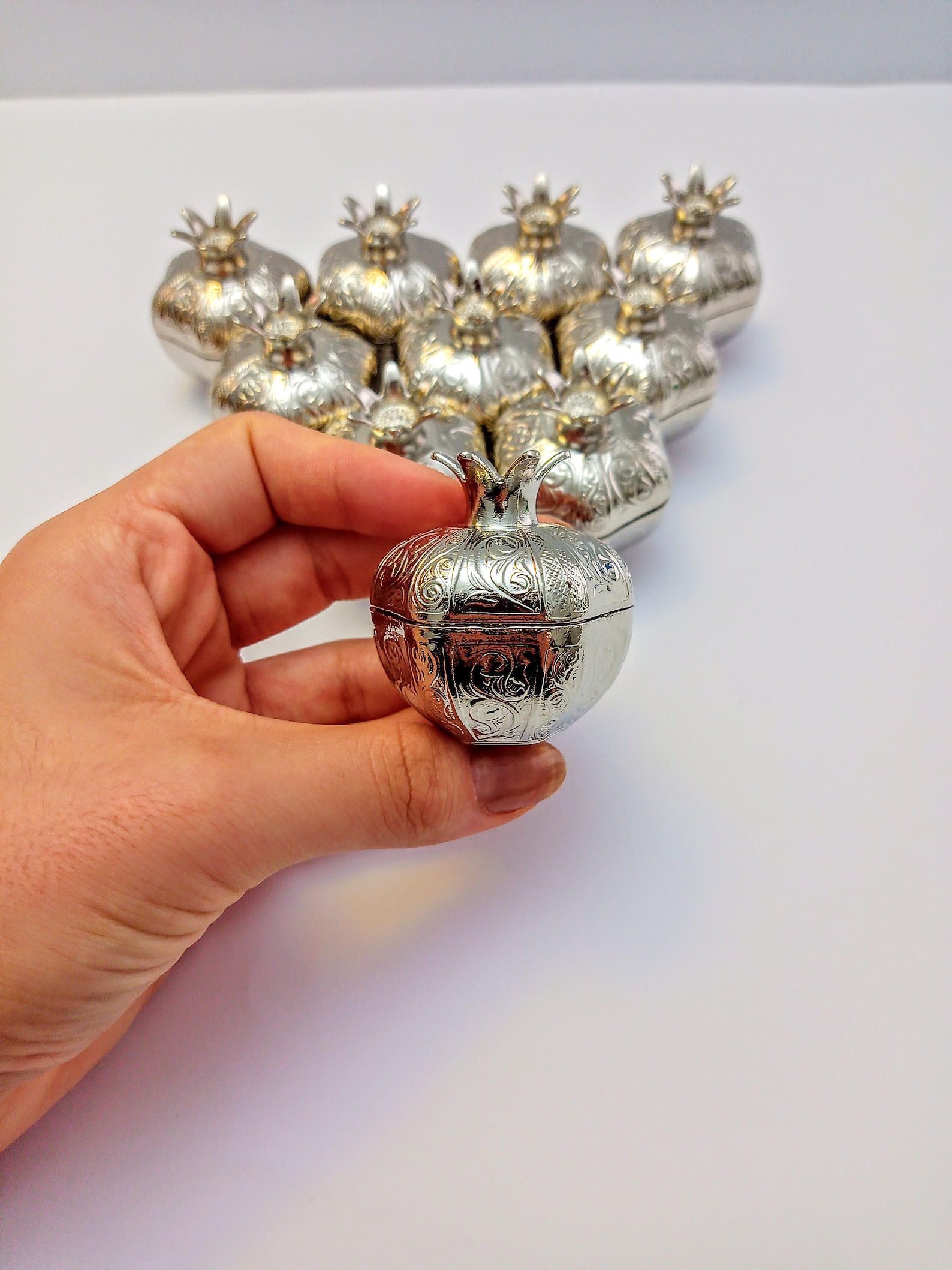 Silver Pomegranate Boxes Trinket Boxes Unique Wedding - Etsy