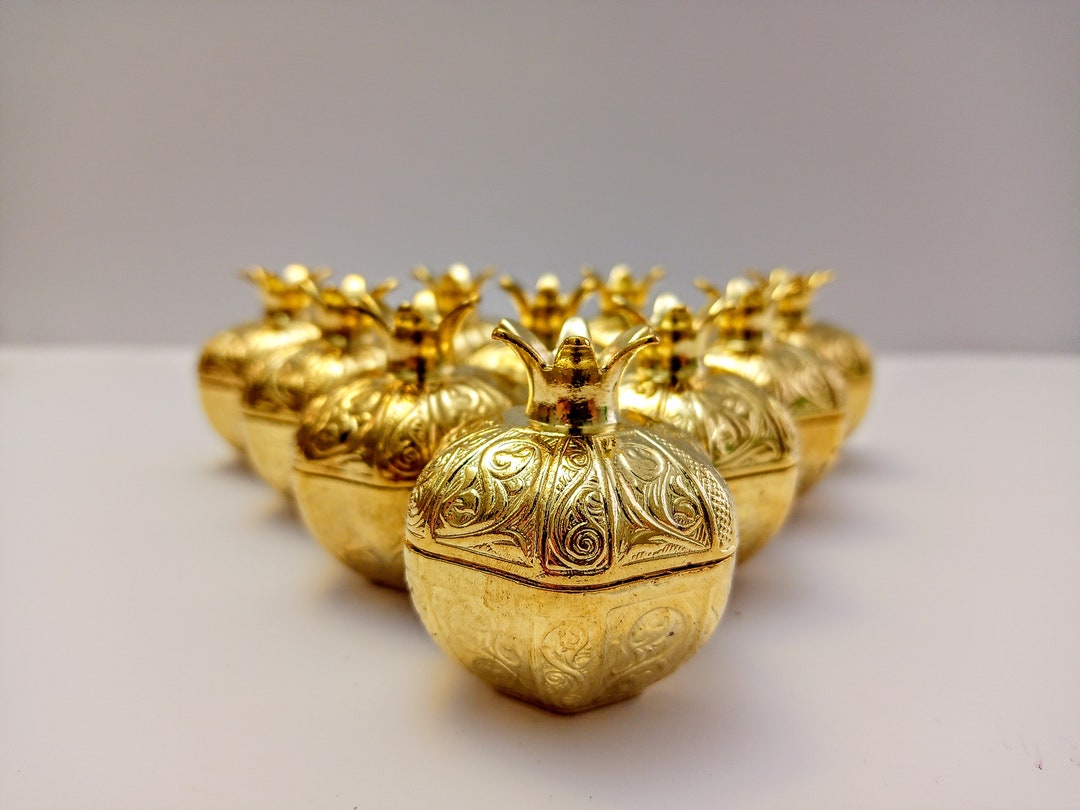 Gold Promegranate Boxes| Gold Trinkets |wedding Favors|gold Favors ...