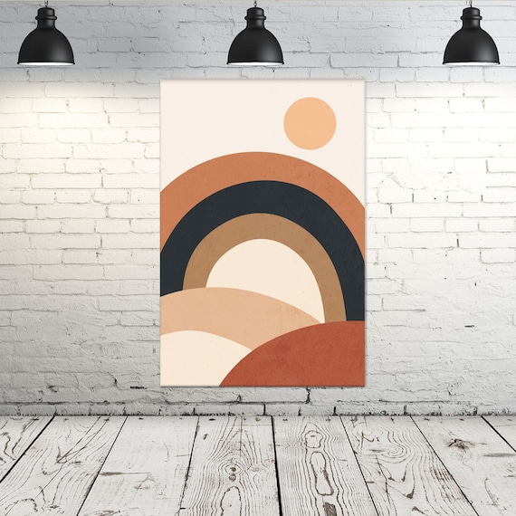 Abstract Sun Mountain Sunset Wall Art Minimalism Sunset Boho - Etsy