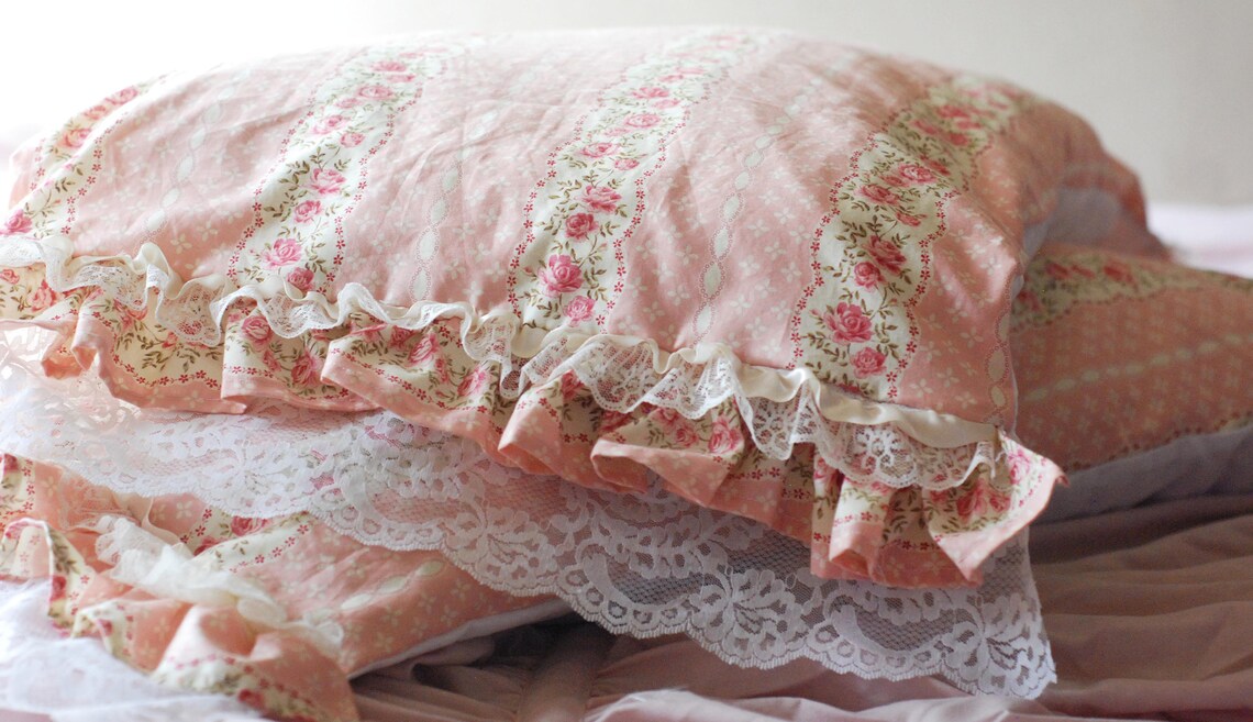 Double Sided Ruffled Satin/lace Pillow Cases - Etsy